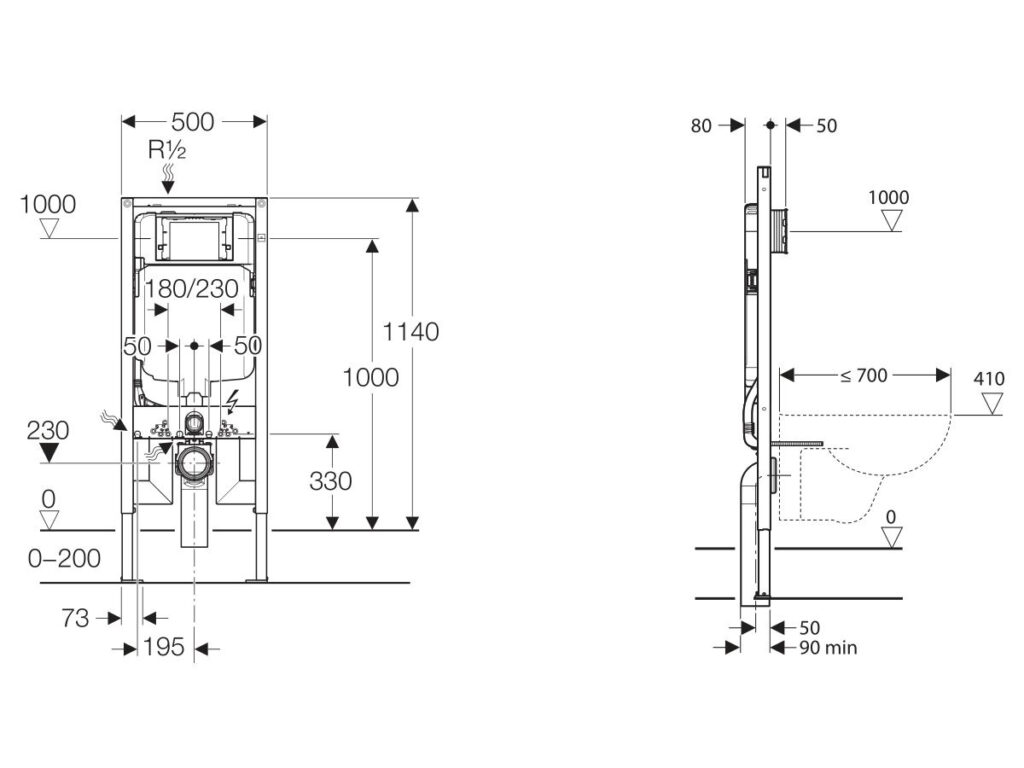 Sigma 8 Cistern with Frame - Wall Hung - Bello Casa